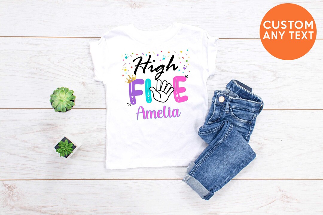 High Five Party Girls 5th Birthday Hi Five Shirts Birthday - Etsy