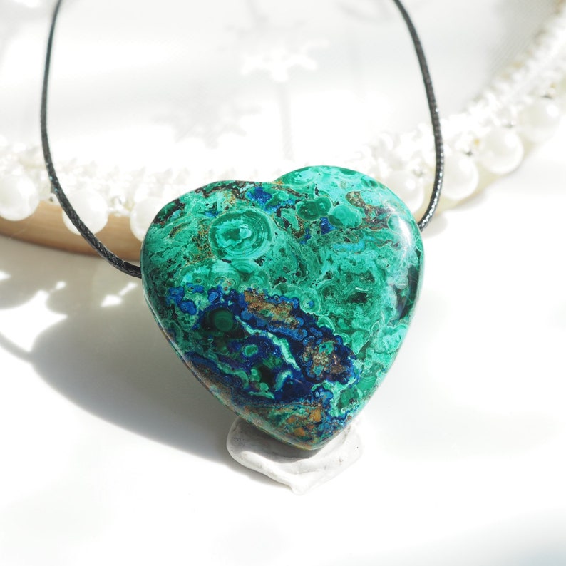 Natural Azurite Malachite Heart Pendant, Azurite Necklace, AMZ006 - Etsy