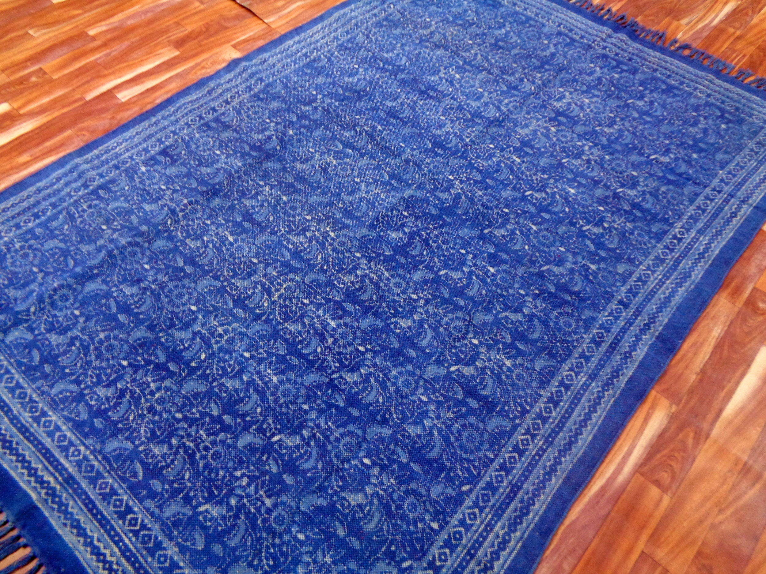 5x7.ft Rug Indigo Blue Rug Indian Rug Dari Rug Cotton Handmade | Etsy