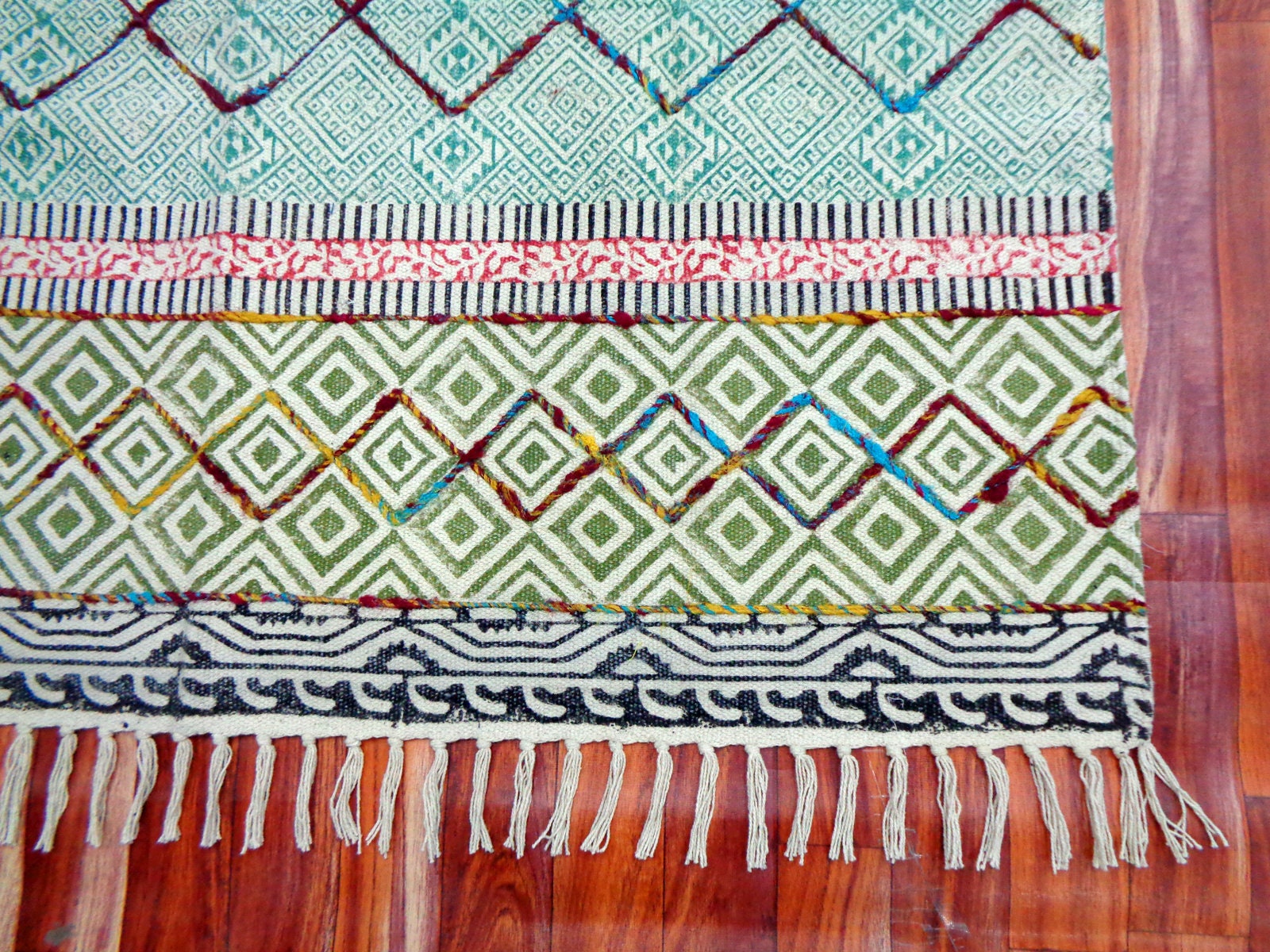 2x3.ft Embroidered Rug Area Rug Floor Handmade Cotton Bohemian | Etsy