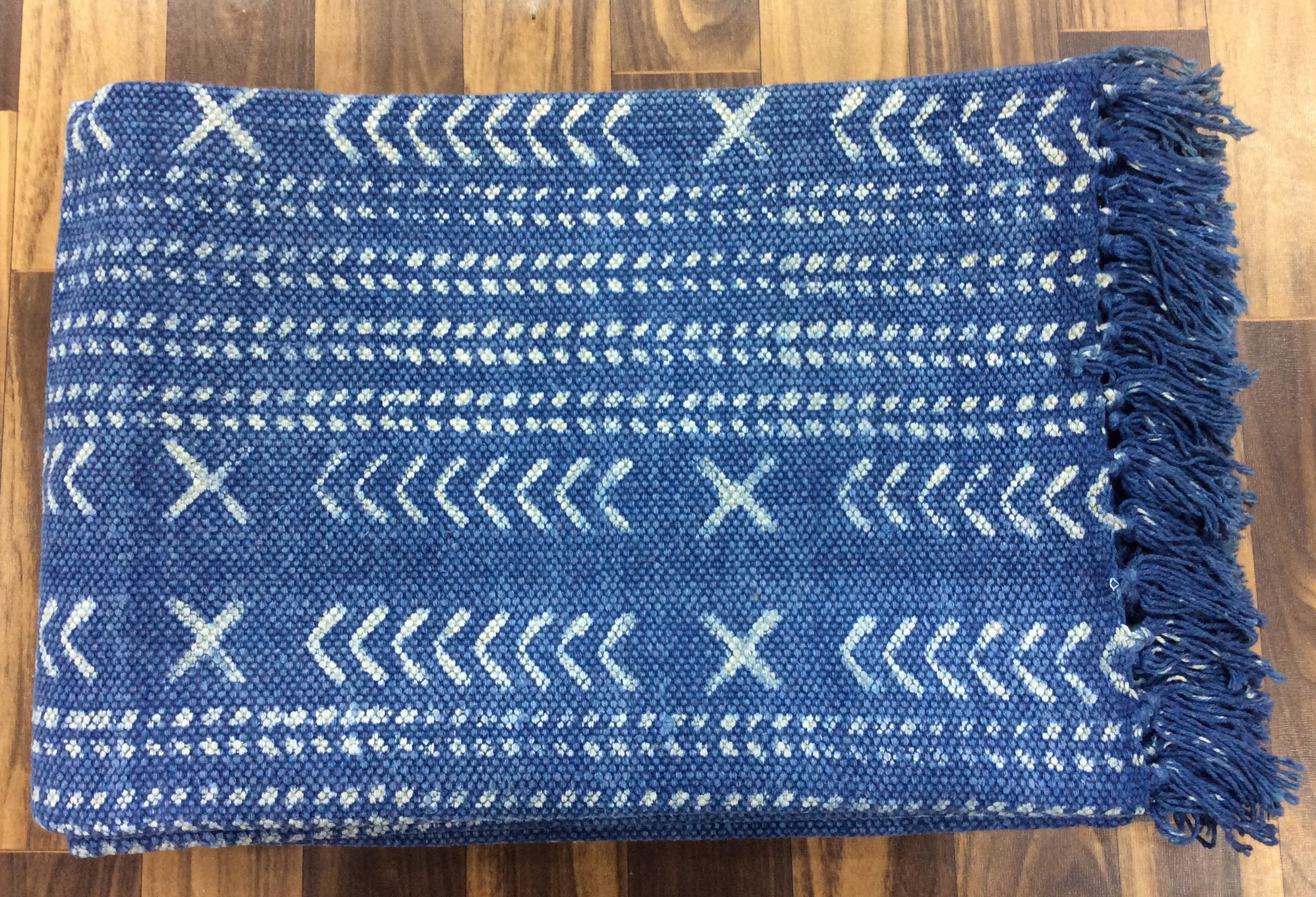 5x8 Ft Indigo Blue Cotton Rug Handwoven Flat Weave Dhurrie | Etsy