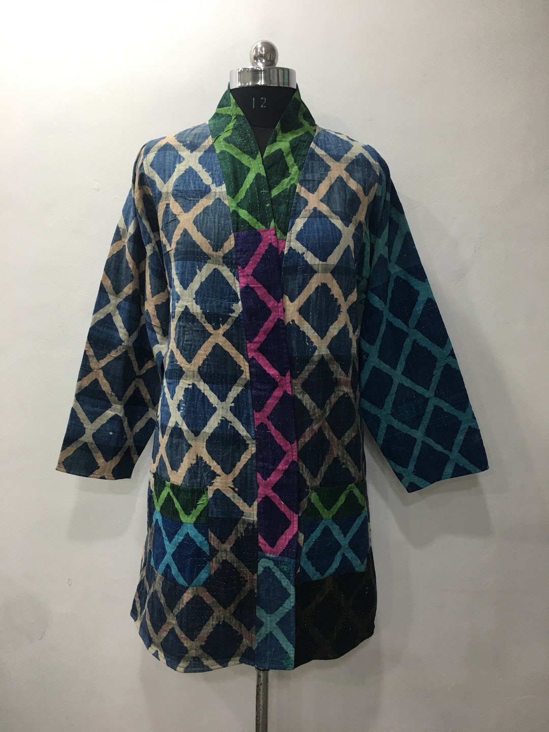 Vintage Kantha Jacket Indigo Blue Handmade Jacket Kantha Cotton ...