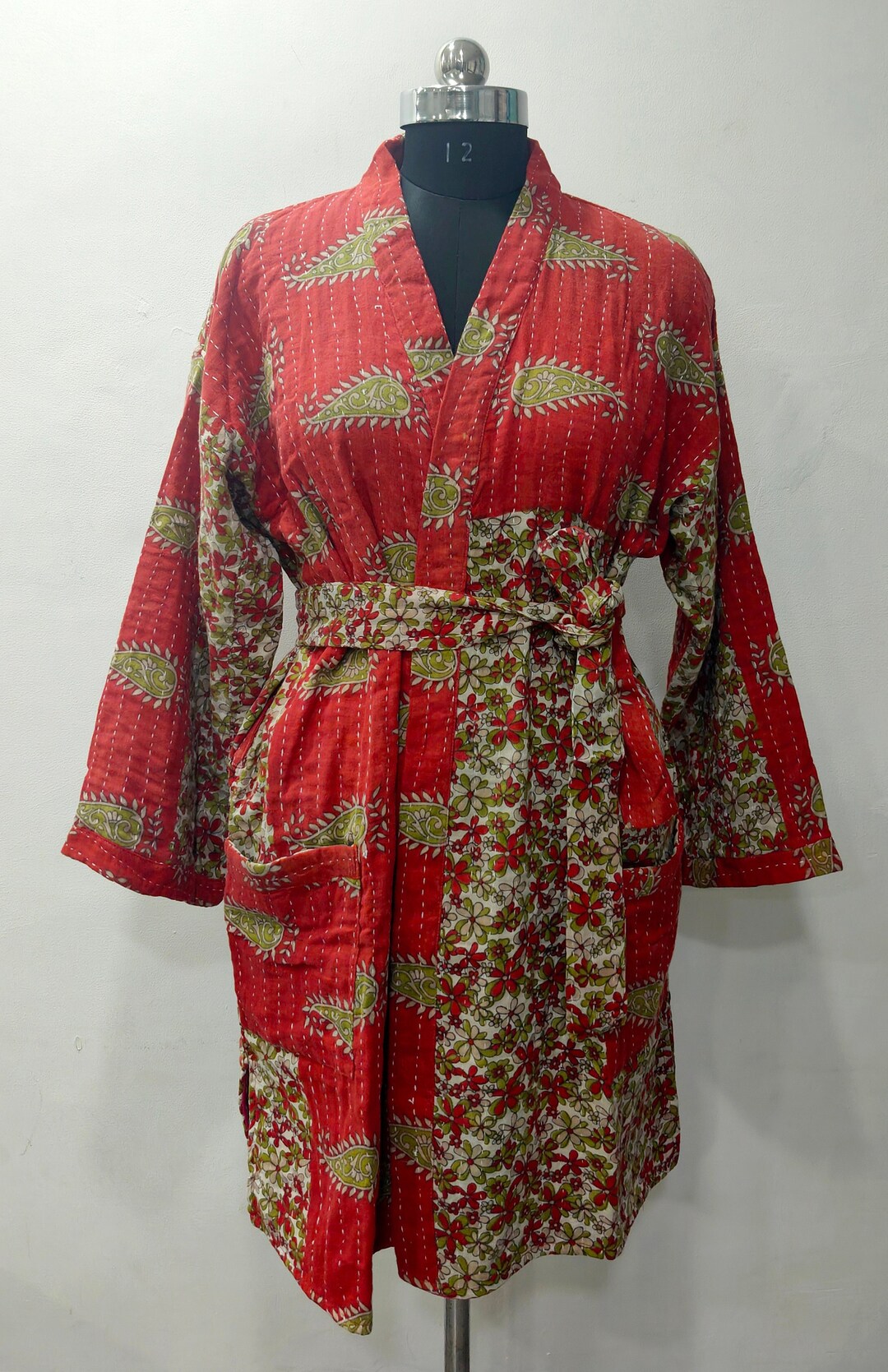 Buy Vintage Kantha Robes Handmade Cotton Robes Reversible Kimono Night ...
