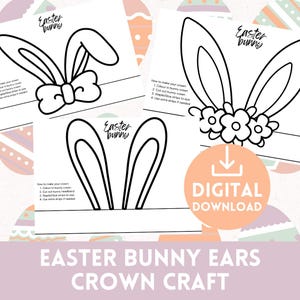 Bunny Paper Crowns Printable, Easter Bunny Ears Craft, Easter Bunny Art ...