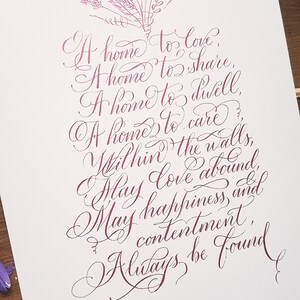 Custom Calligraphy Quote, New Home Card, Bespoke Lettering, Handwritten ...
