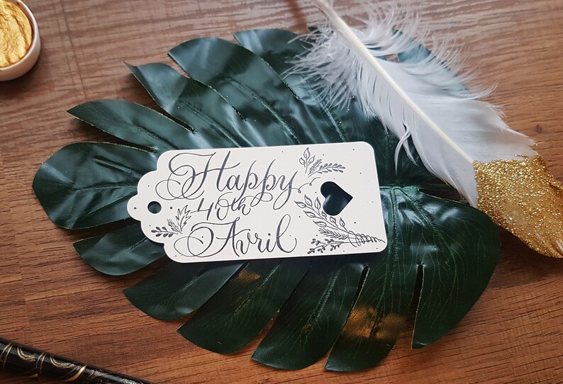 Calligraphy Custom Tags Happy Birthday Gift Tags Custom | Etsy