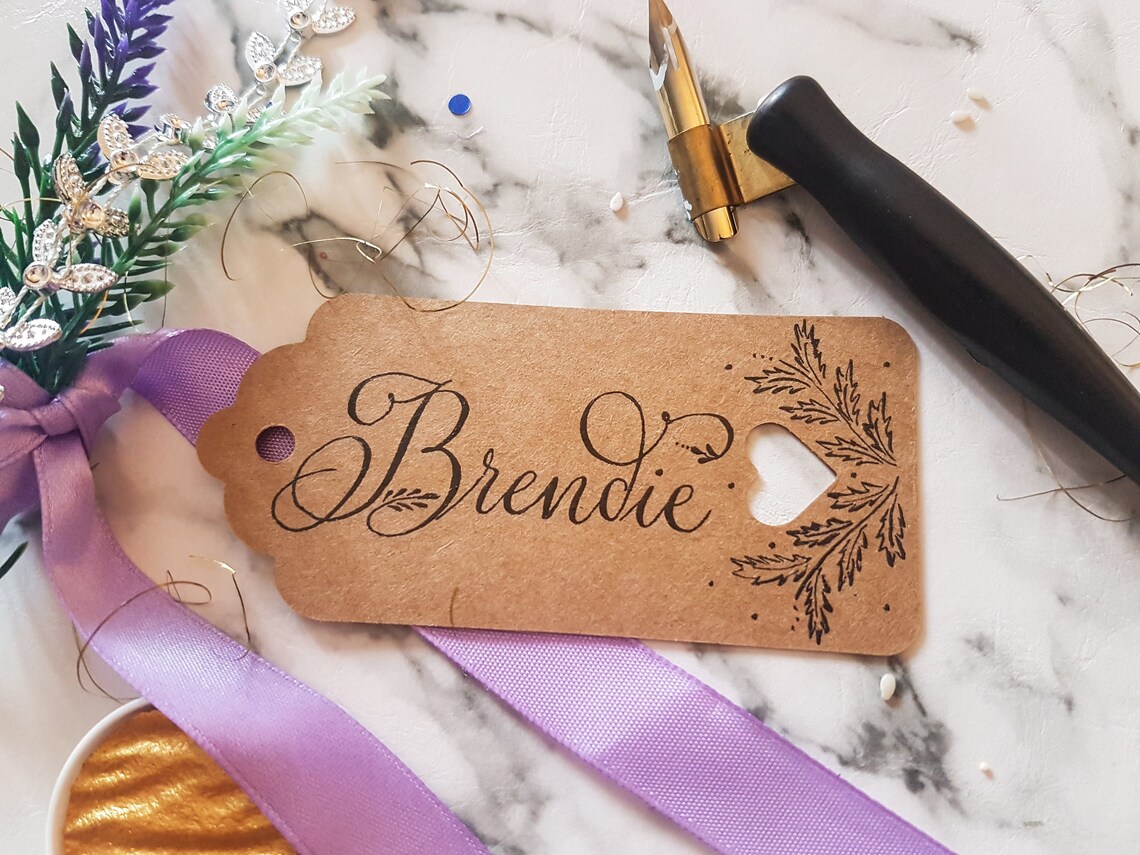Calligraphy Custom Brown Tags Personalised Brown Tags | Etsy