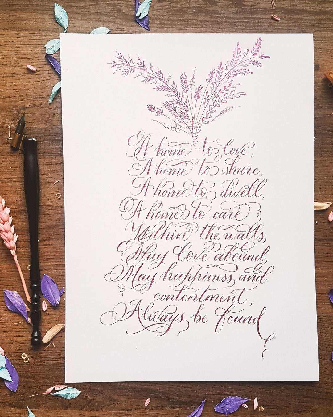 Custom Calligraphy Quote, New Home Card, Bespoke Lettering, Handwritten ...