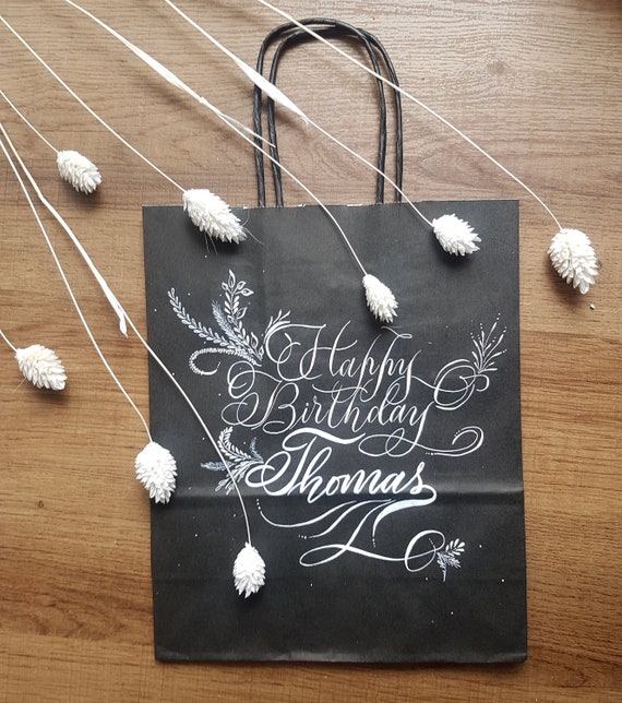 Personalised Gift Bags Calligraphy Gift Bags Medium Black - Etsy