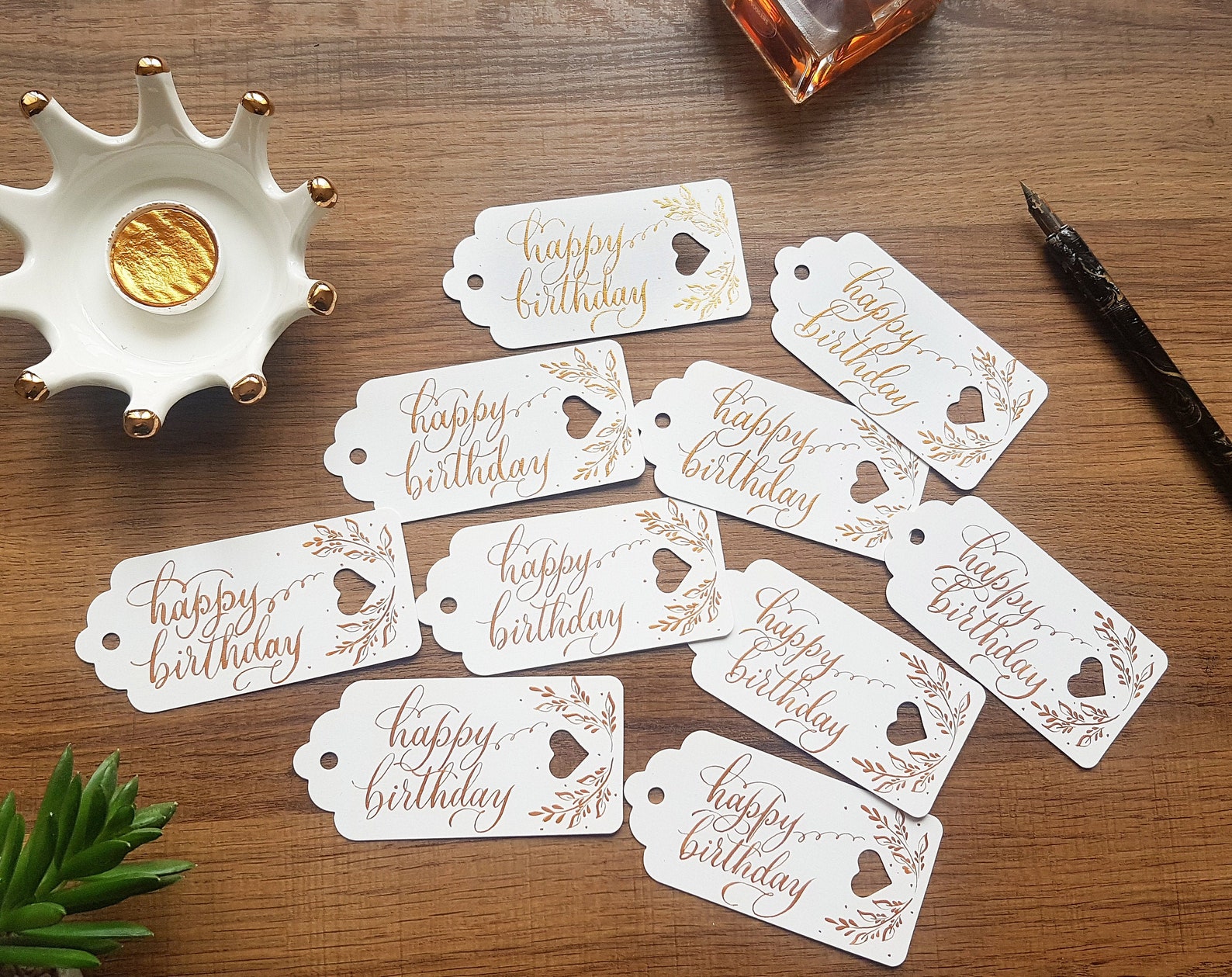 Calligraphy Custom Tags Happy Birthday Gift Tags Custom | Etsy