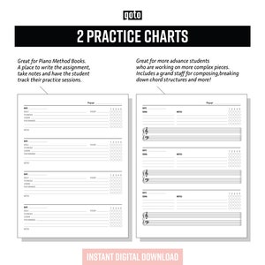 Piano Practice Chart and Music Assignment Sheet. Scales Tracker Sheets ...