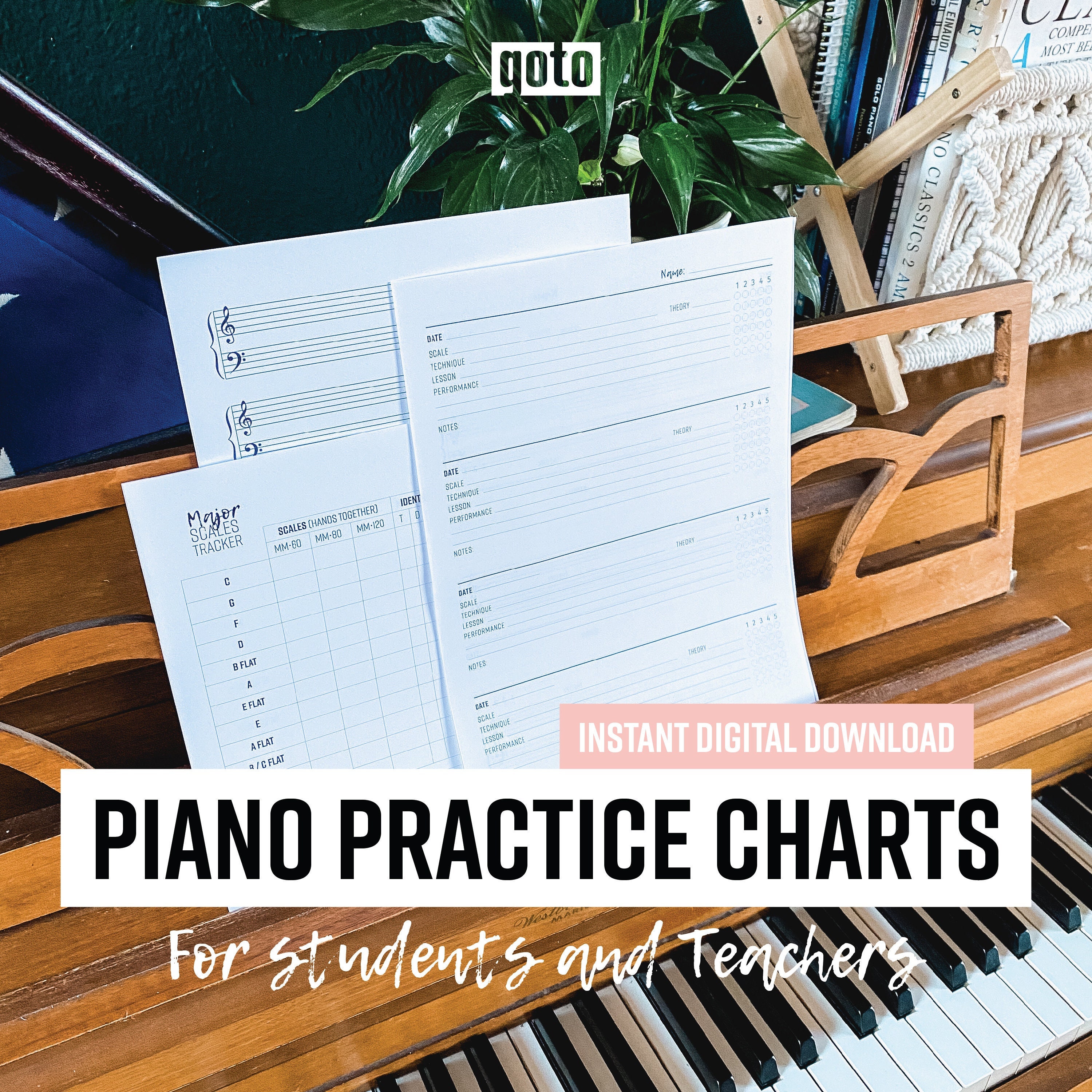 Piano Practice Chart and Music Assignment Sheet. Scales Tracker Sheets ...