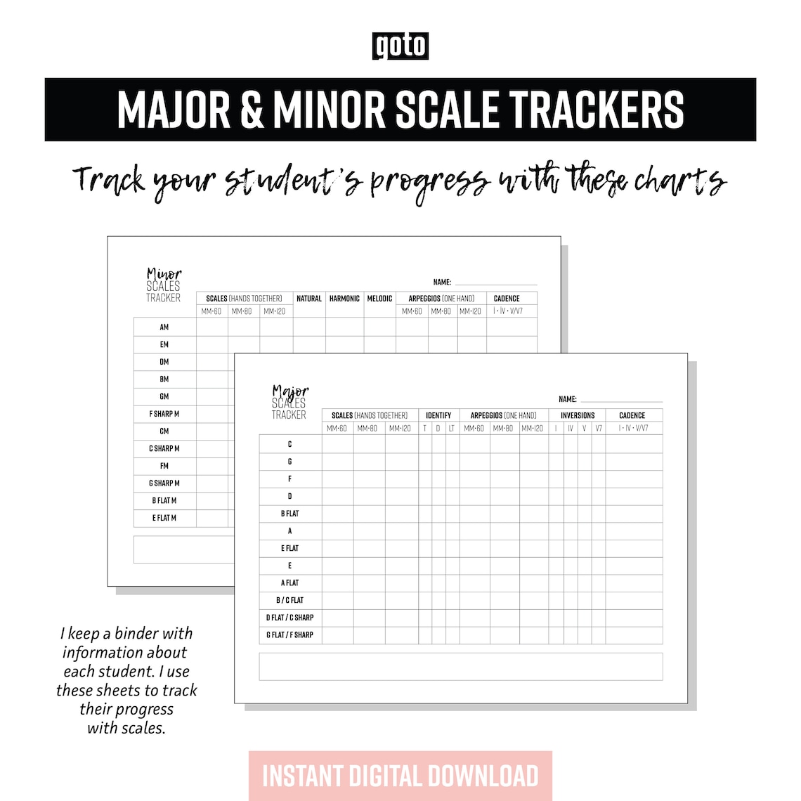 Piano Practice Chart and Music Assignment Sheet. Scales Tracker Sheets ...