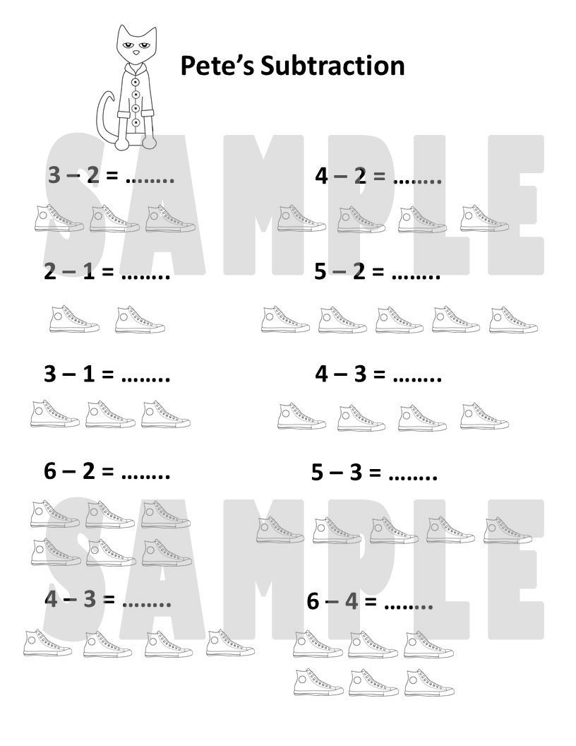 Back to School Pete the Cat Worksheets Pete the Cat Math - Etsy