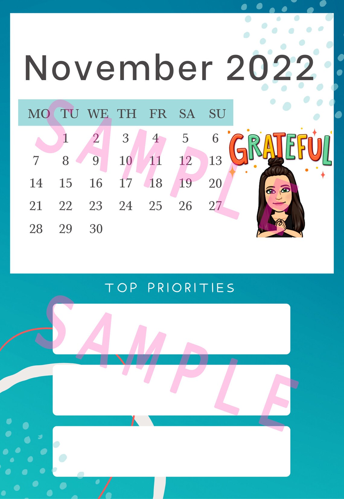 Bitmoji MINI Clipboard Calendar 2022-2023 Calendar-desk - Etsy