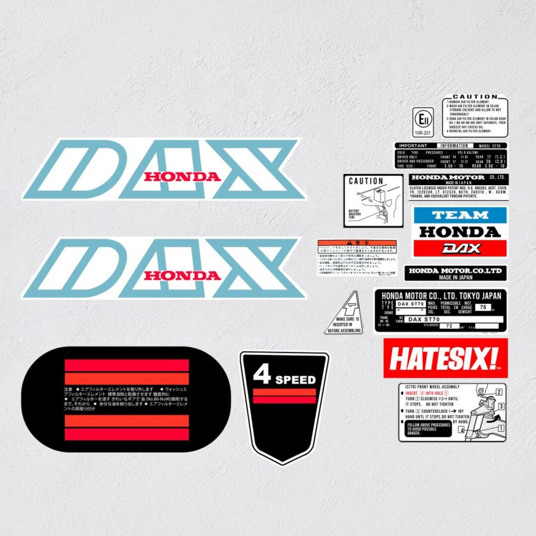 Sticker Decal Vintage Bike DAX ST70 ST50 White or Black 1979 Cover Tank ...