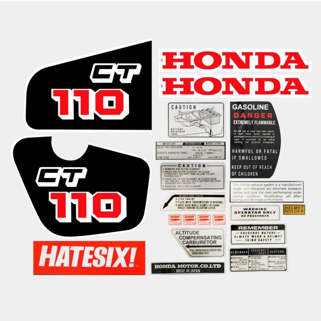 Sticker Emblem Honda Trail CT 110 1981 CT90 CT70 Decal Complete 1 Set ...