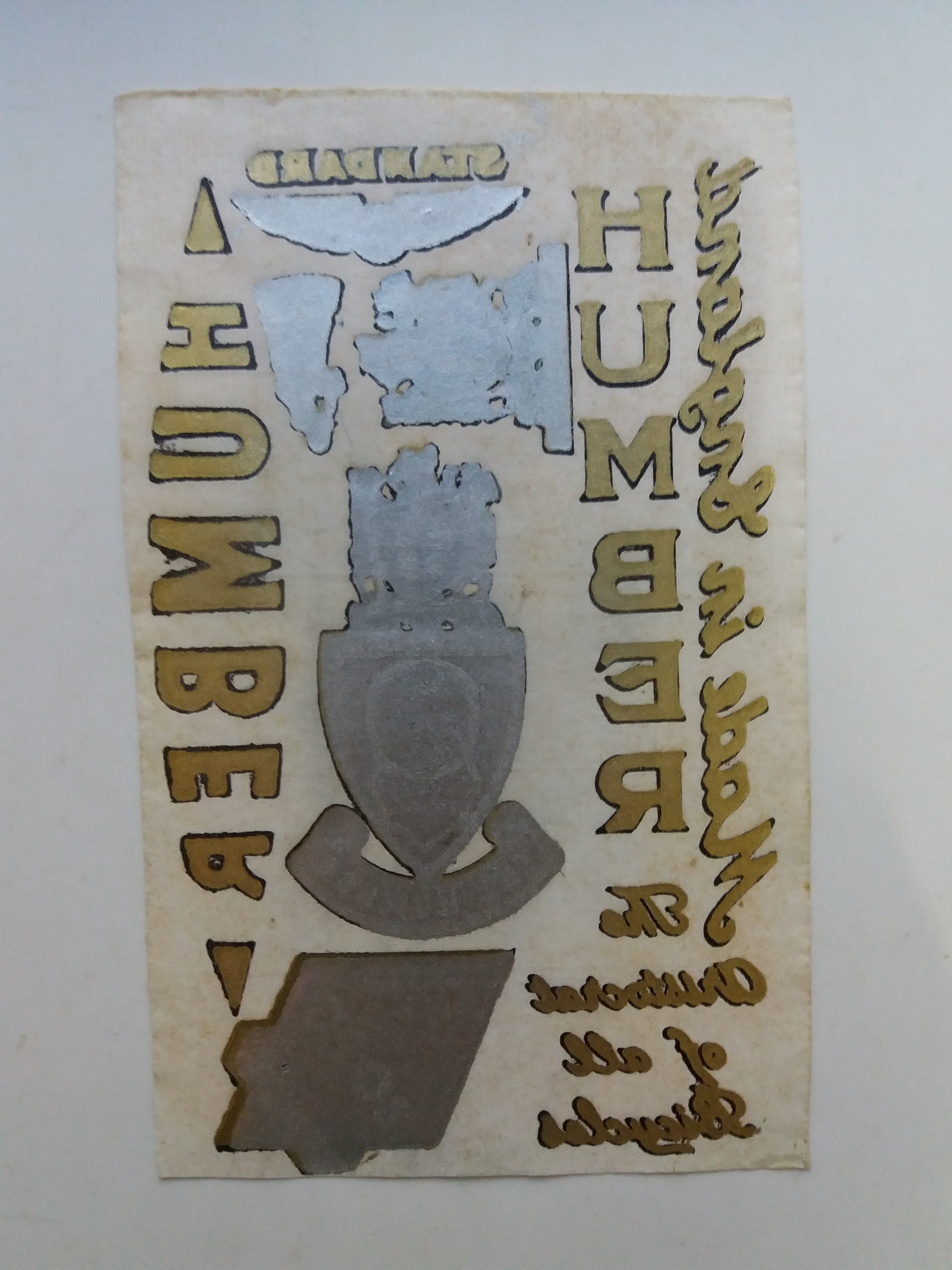 1 Sheet HUMBER STANDARD Transfer Decal Sticker for Vintage Bike - Etsy