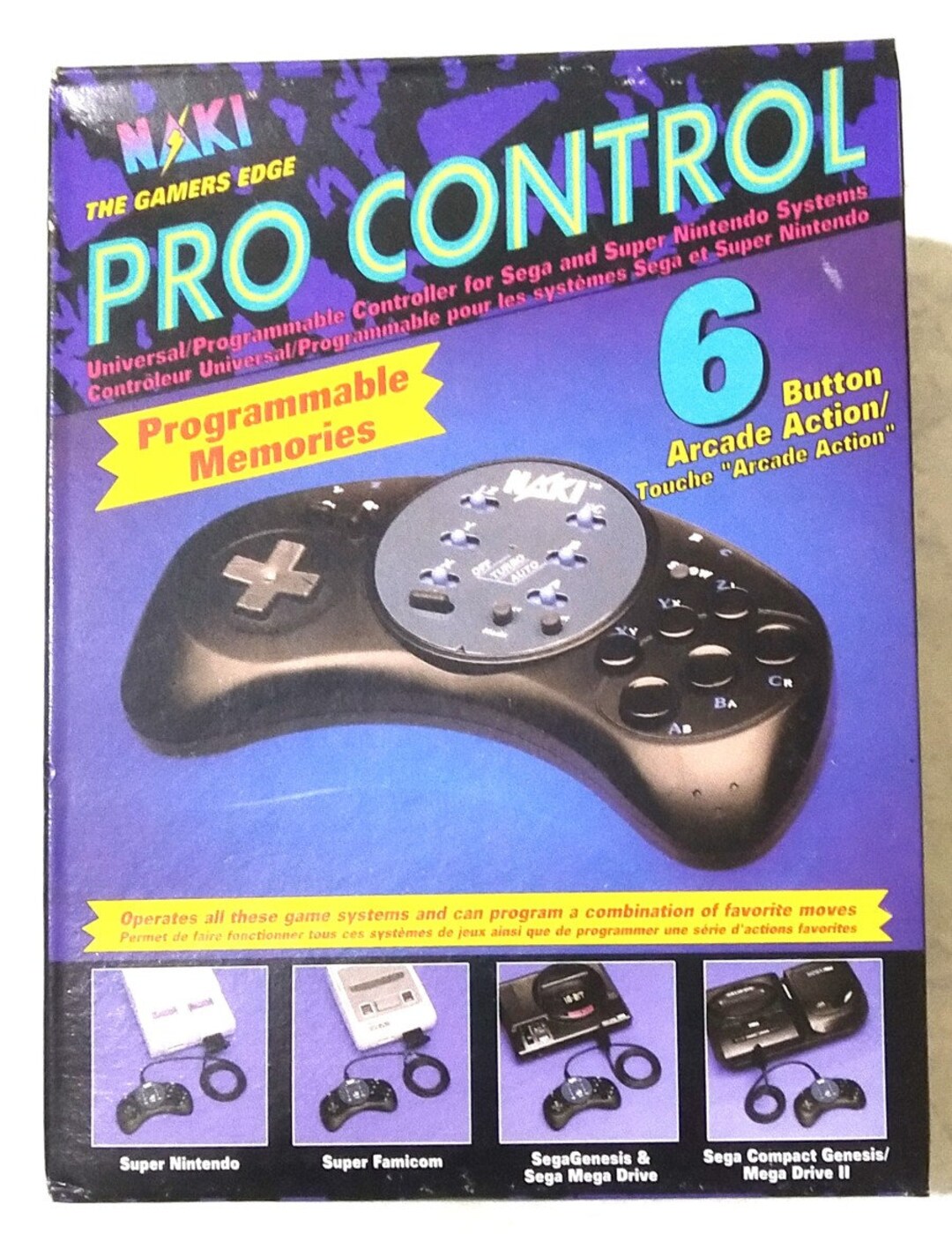 Vintage NAKI Pro Control 6 Button Arcade Action for Super Nintendo and ...