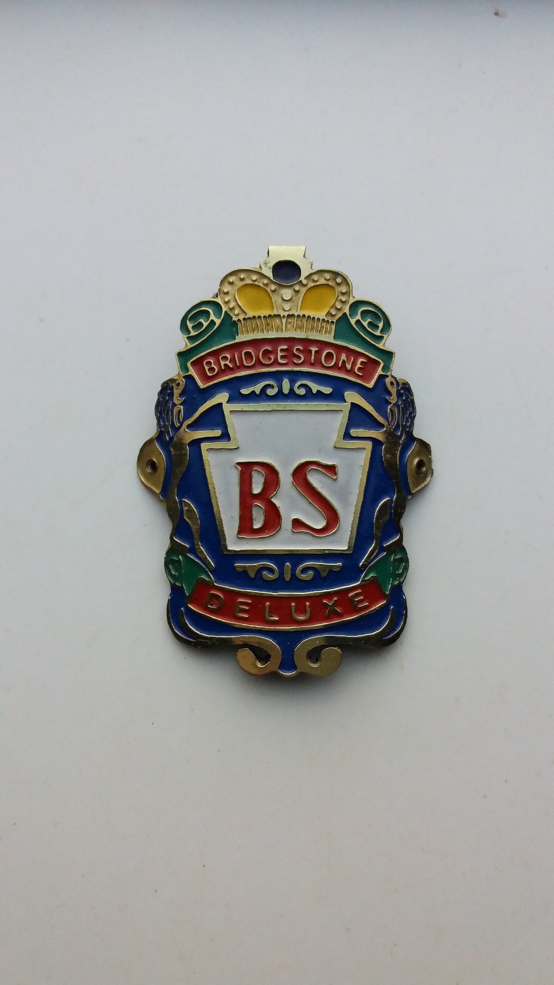 BRIDGESTONE Blue Bicycle Head Badge Emblem for Most Bicycle Restoration ...