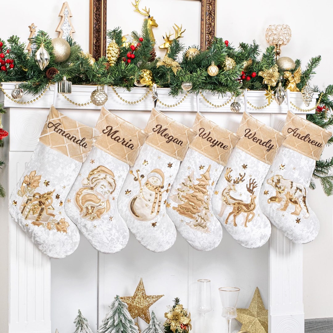 Personalized Christmas Stocking Velvet Sequin Stockings for Family ...