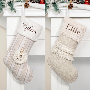 Personalized Christmas Stockings Embroidered Rustic Boho Stockings With ...