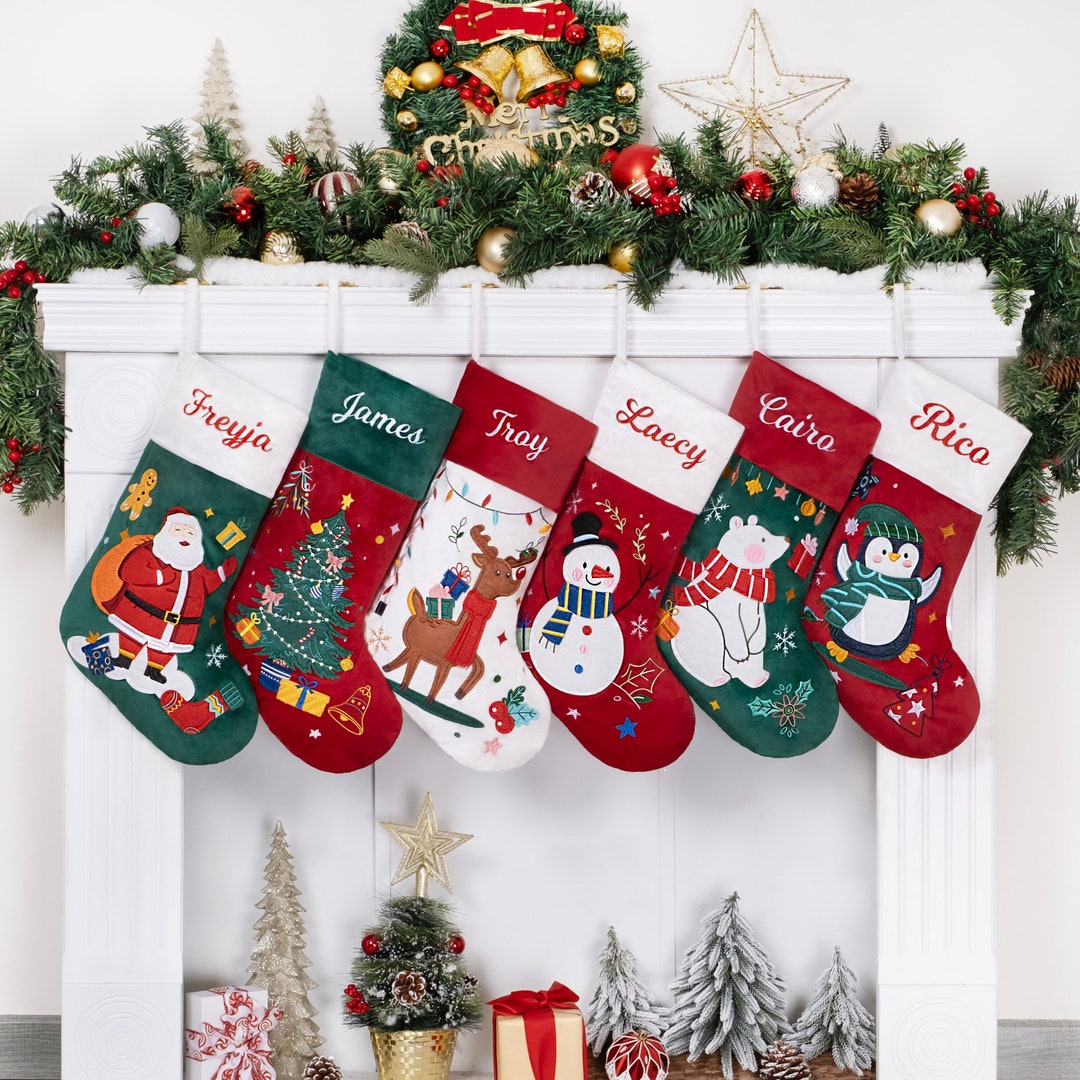 Personalized Christmas Stockings Luxury Velvet Stocking Embroidered ...
