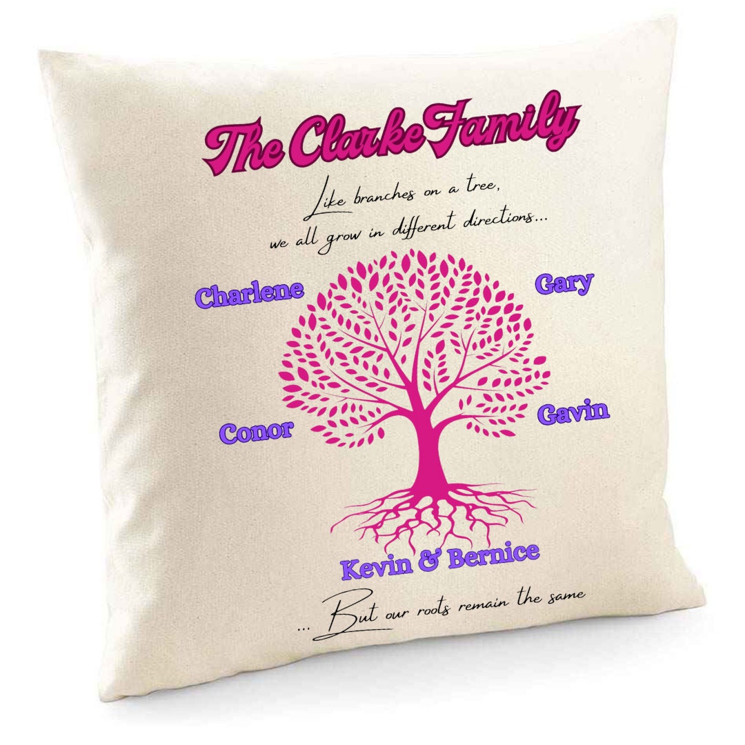 Personalised Family Tree Cotton Canvas Cushion Cover natural pink - Etsy
