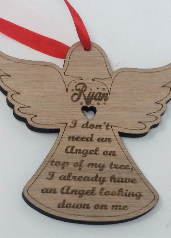 Laser Engraved Personalised Wooden Christmas Memory Angel - Etsy UK