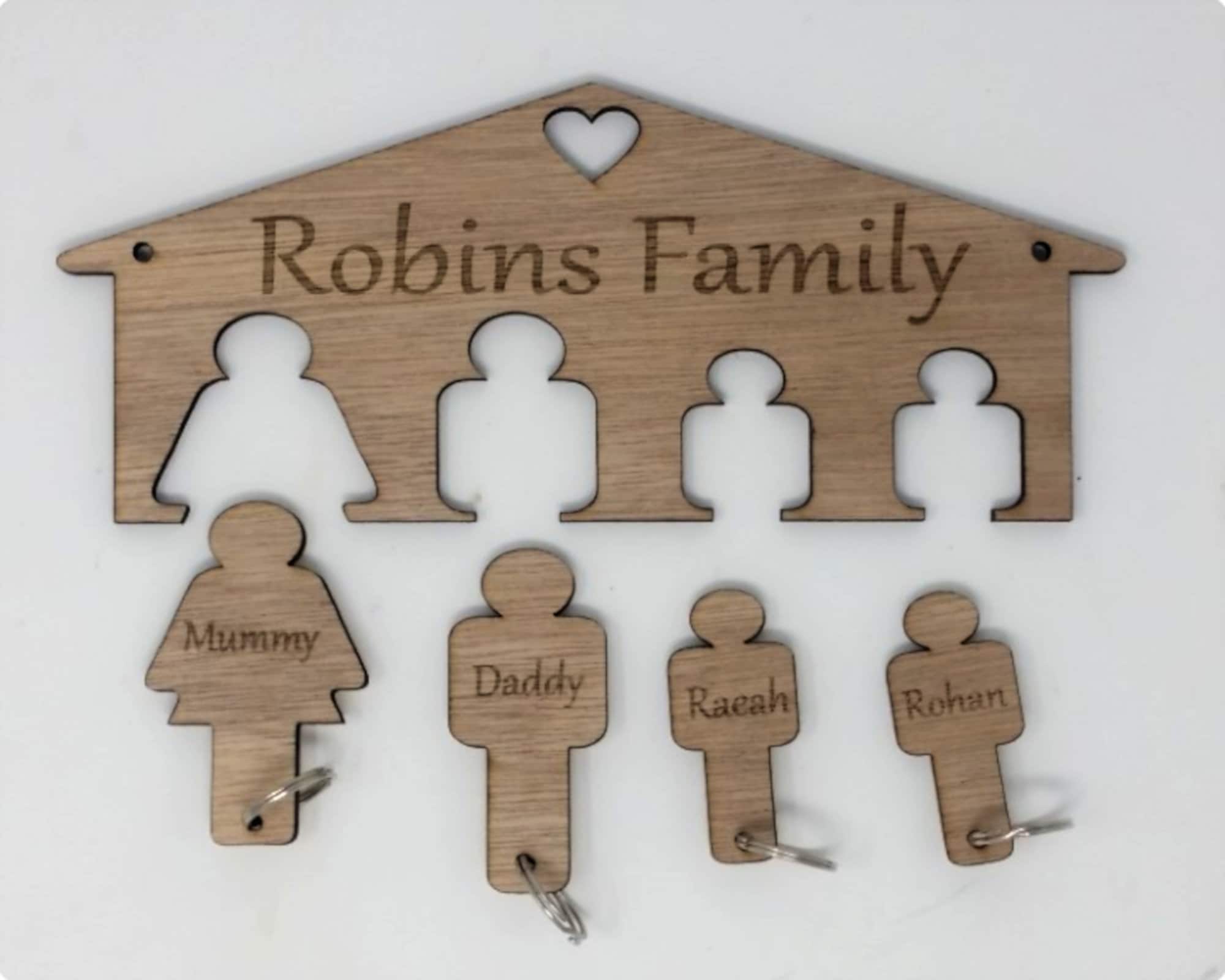 Personalised Family Key Holder / Keyring Holder, With Family Name and ...