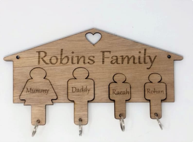 Personalised Family Key Holder / Keyring Holder, With Family Name and ...