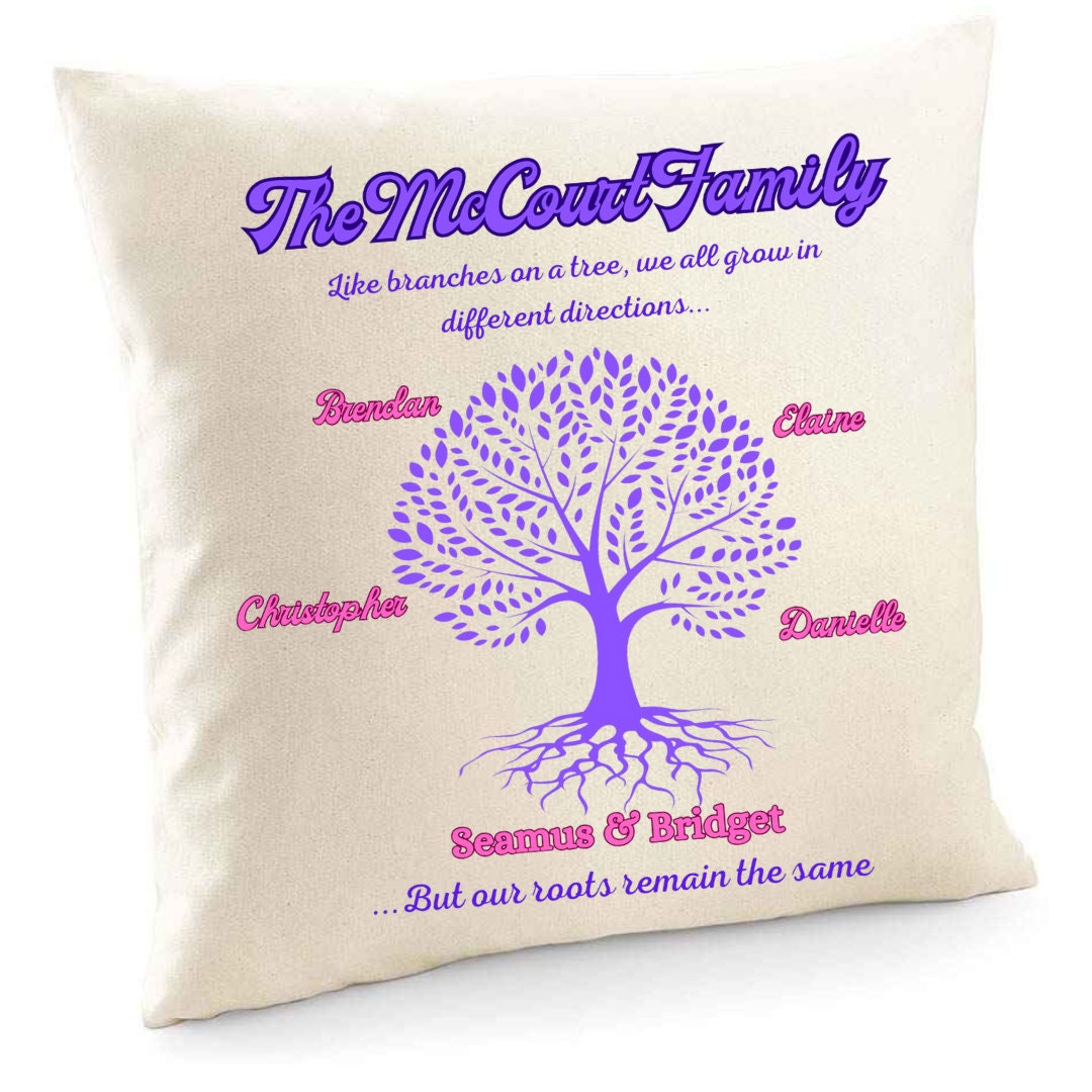Personalised Family Tree Cotton Canvas Cushion Cover natural - Etsy