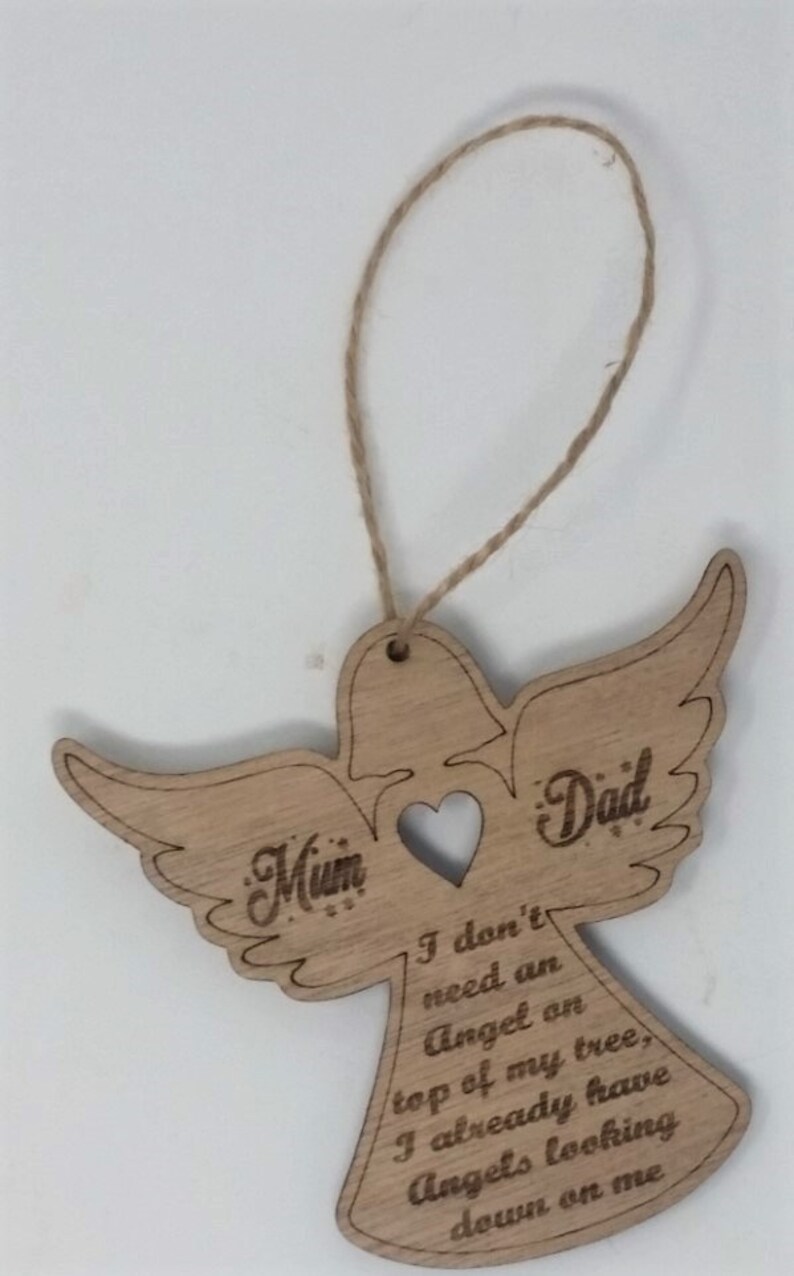 Laser Engraved Personalised Wooden Christmas Memory Angel - Etsy