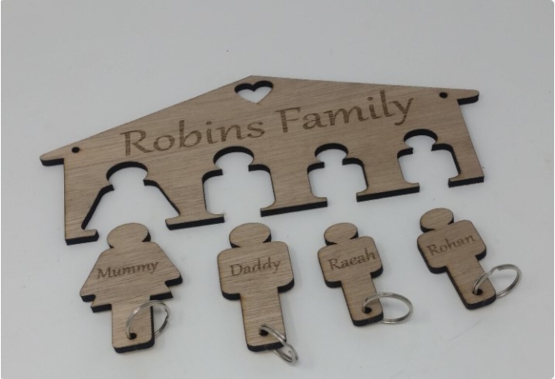 Personalised Family Key Holder / Keyring Holder With Family - Etsy