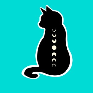 Black Cat Moon Phase Sticker | Moon Phase Cat Sticker | Cat Sticker - Etsy