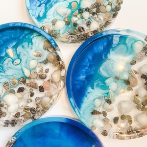 Set of 4 Beach Coasters With REAL Seashells | Shell Coasters | Ocean ...