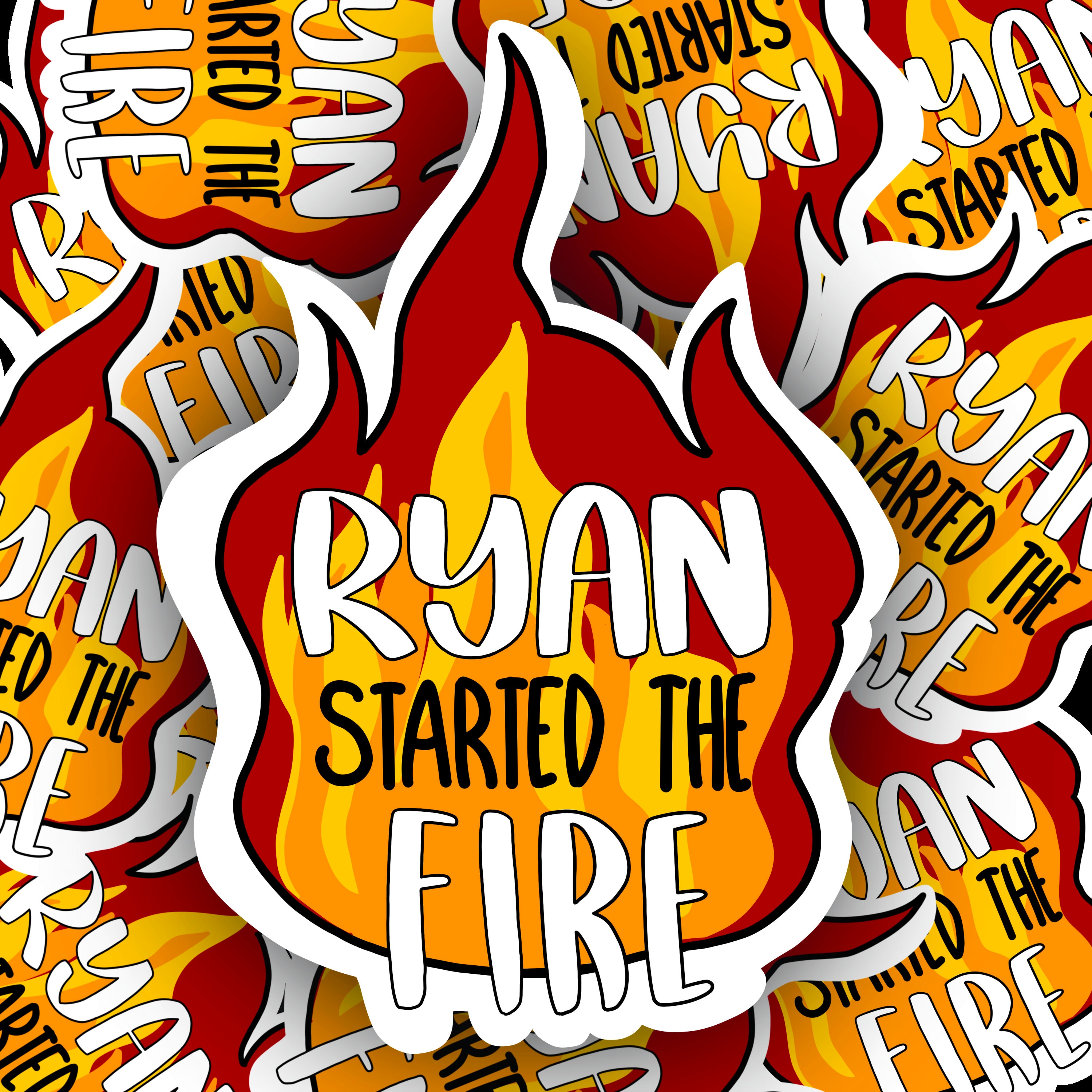 Ryan Started the Fire Flame Sticker | Office Sticker - Etsy