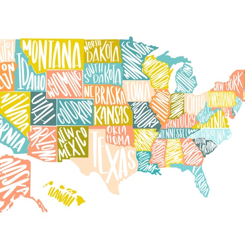 All 50 States With State Names Planner Stickers USA - Etsy