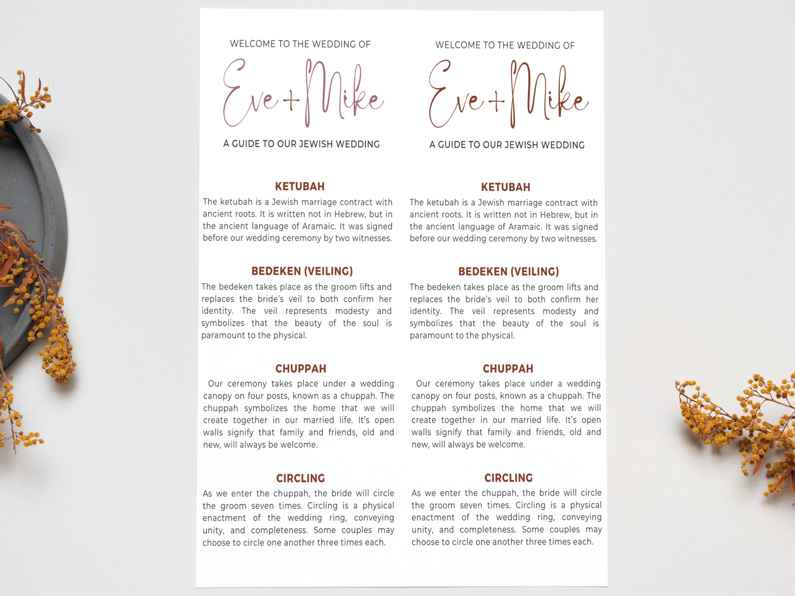 Jewish Wedding Program | Jewish Wedding Ceremony | Jewish Program ...