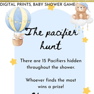 Baby Shower Game | the Pacifier Hunt Baby Shower Game | Printable Baby ...