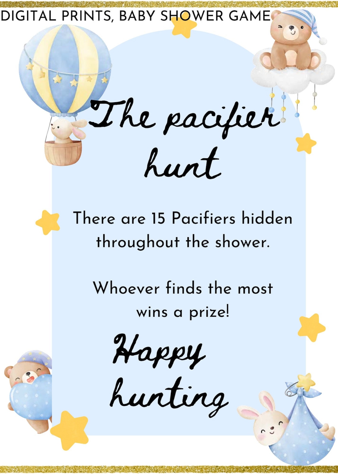 Baby Shower Game the Pacifier Hunt Baby Shower Game Printable Baby ...