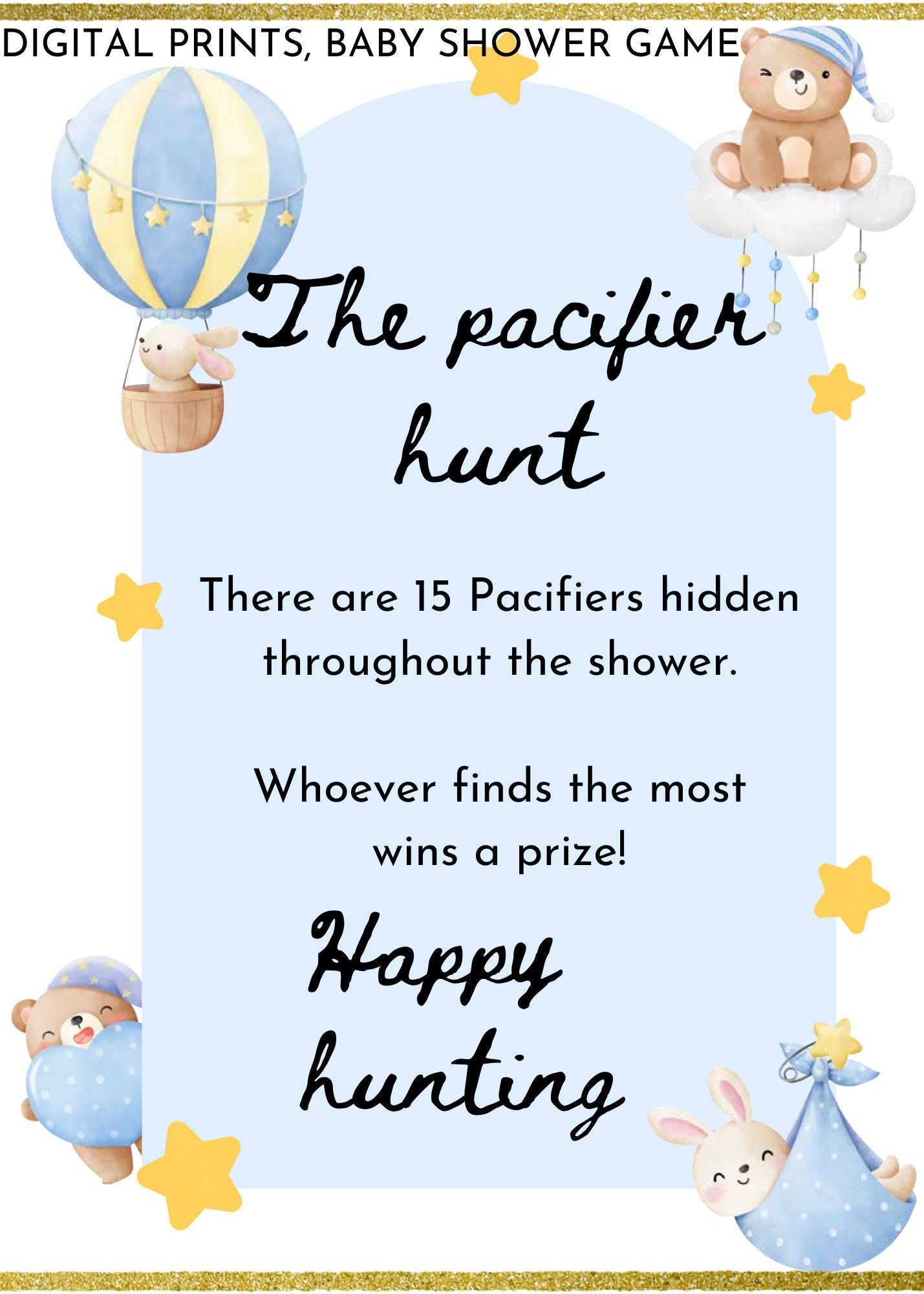 Baby Shower Game the Pacifier Hunt Baby Shower Game Printable Baby ...