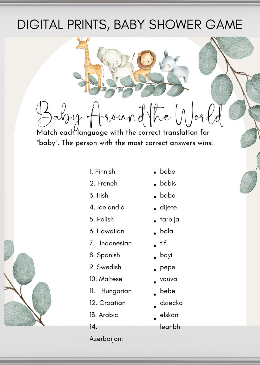 Baby Shower Game | BABY AROUND the WORLD Baby Shower Game | Boy Baby ...