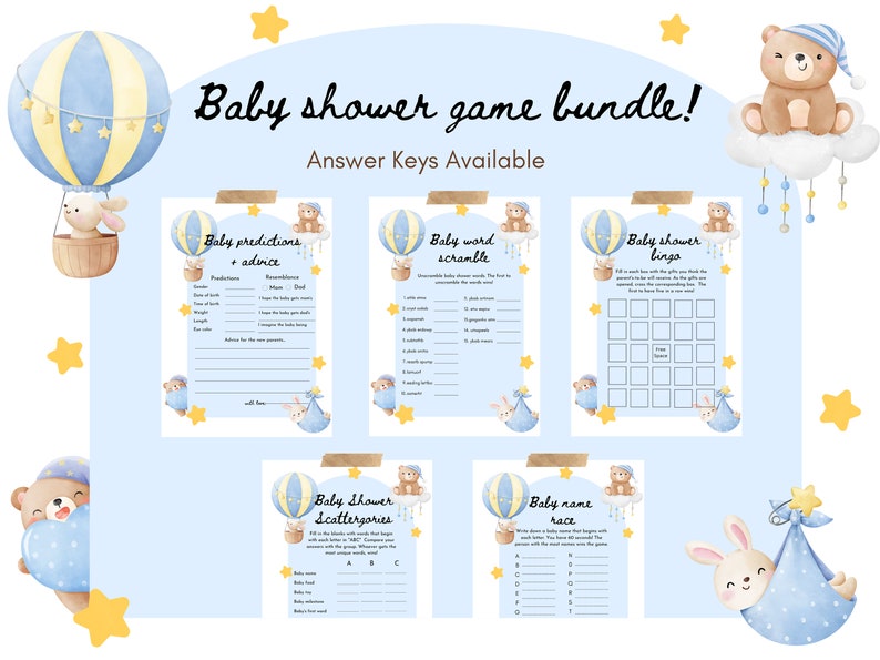DIGITAL Baby Shower Game Bundle PDF Printable Download Baby - Etsy
