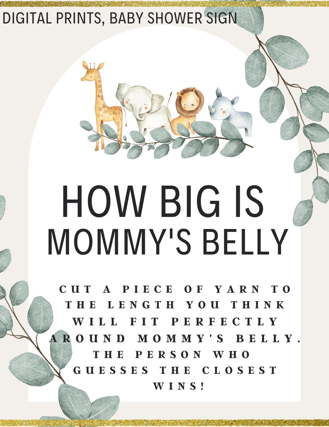 Baby Shower Game | How Big is Mommy's Belly | Printable Baby Shower ...
