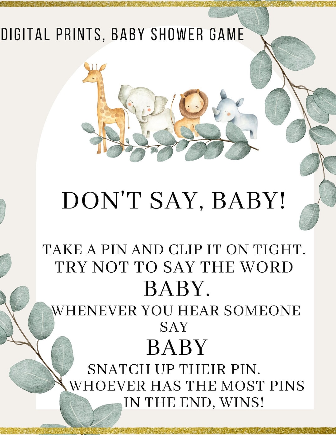 Baby Shower Game | DON'T SAY BABY Baby Shower Game | Girl Baby Shower ...