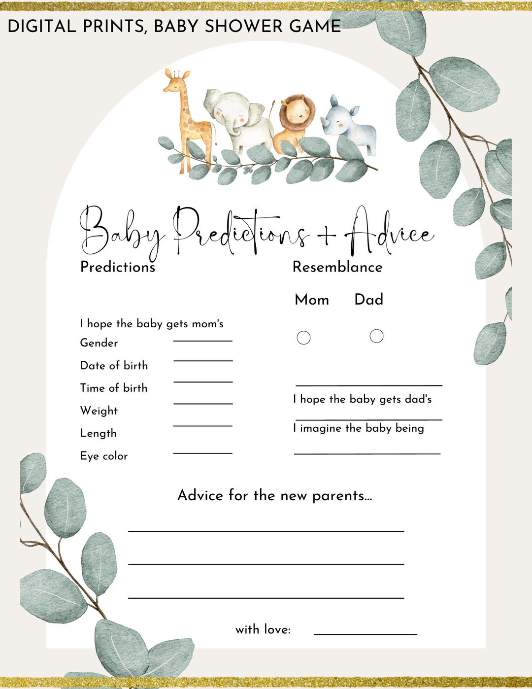 Baby Shower Game | Baby Predictions and Advice Baby Shower Game | Boy ...