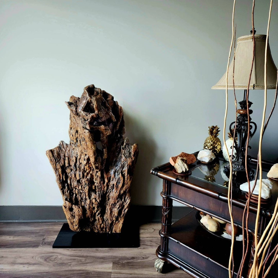 Large Driftwood Art Sculpture Tree Trunk Section "archaic Ingrained ...