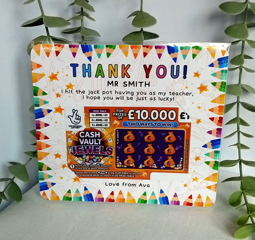 Personalised Teacher Thank You Scratch Card Holder, Personalised ...