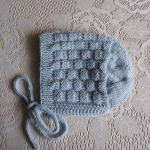 3-6 Months Baby Bonnet Pure Merino Wool Blue Hand Knitted Cap Gift for ...